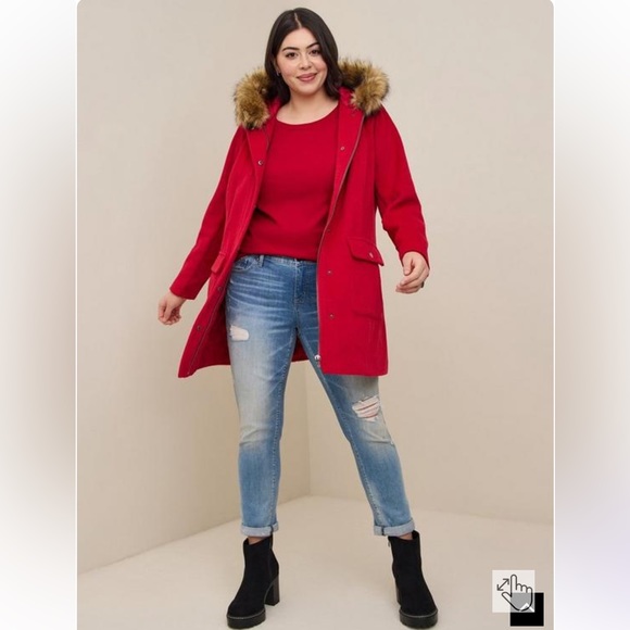 torrid | Jackets & Coats | Torrid Red Wool Faux Fur Coat | Poshmark